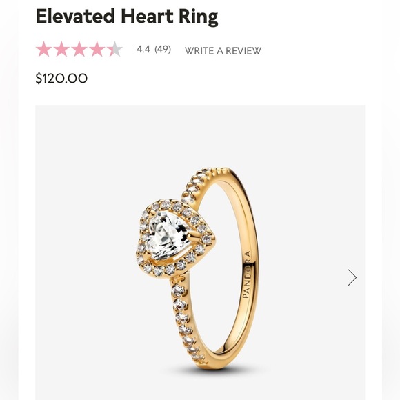 Pandora | Jewelry | Pandora Gold Heart Ring Size 56 | Poshmark